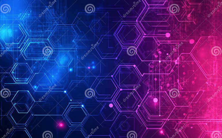 Purple and Blue Technology Background with Abstract Digital Technology ...