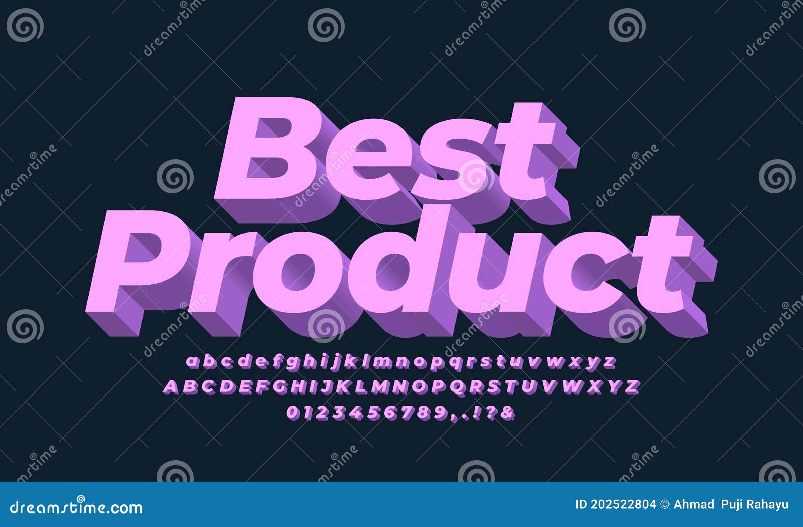 Purple Bold 3d Font Effect or Text Styles Design Stock Vector ...