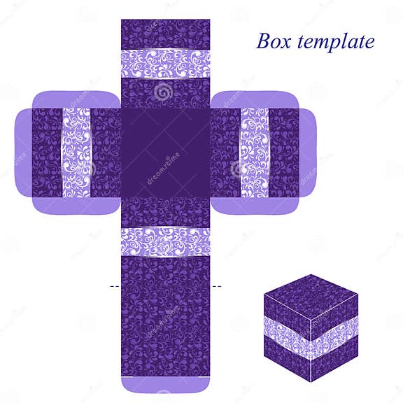 Purple Box Template with Floral Pattern Stock Vector - Illustration of ...