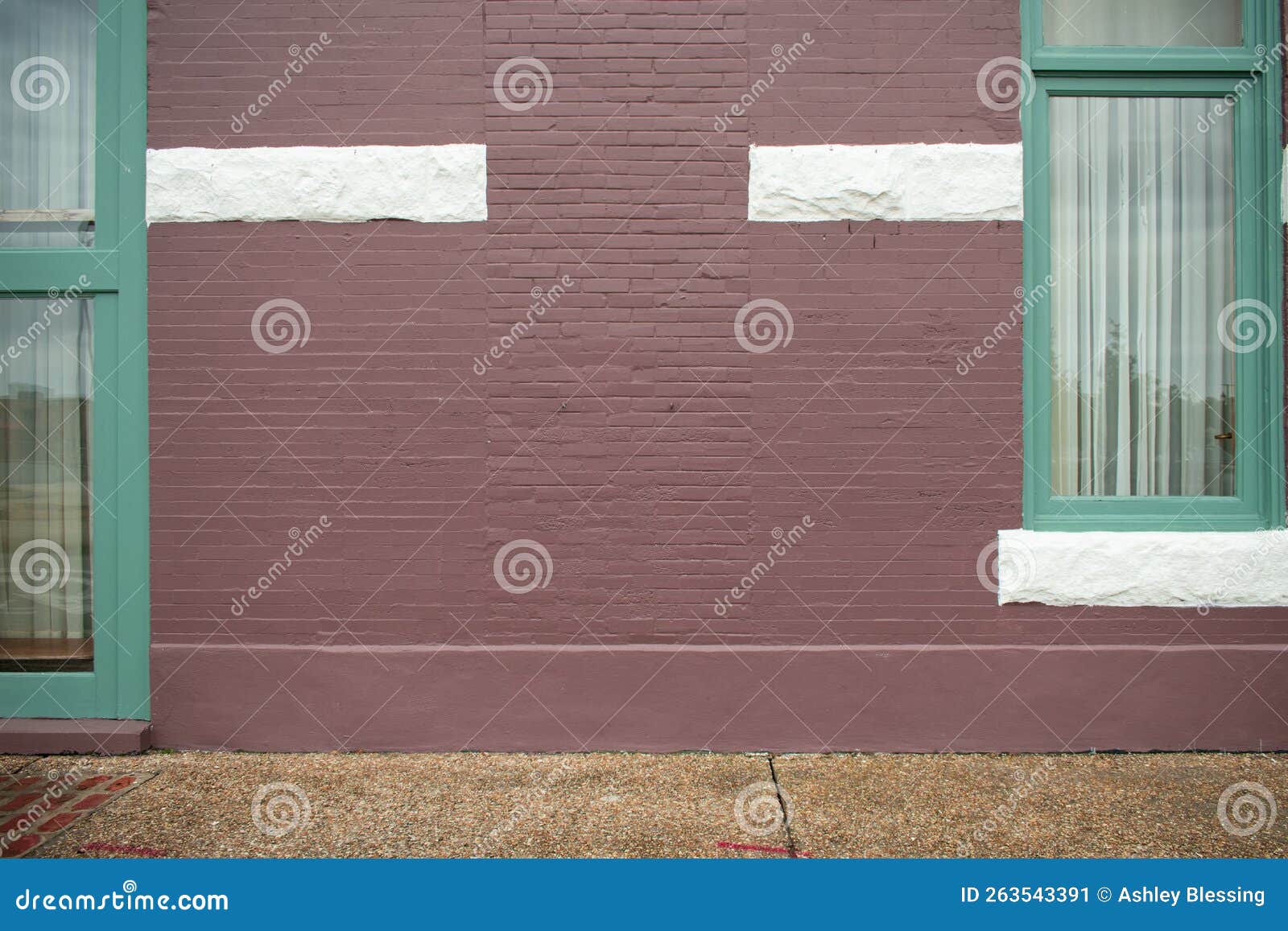 Purple Brick Wall Sidewalk Windows Stock Image - Image of window ...
