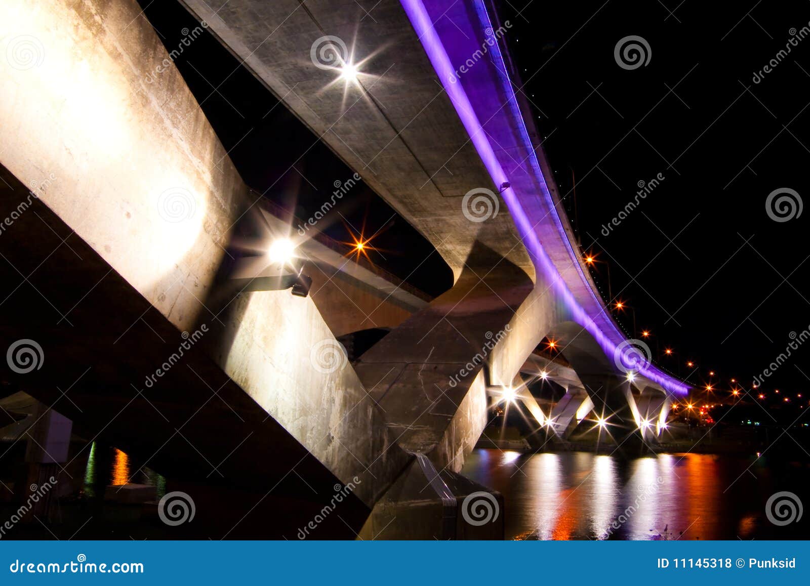 Purple bridge at night stock photo. Image of taipei, architectural ...