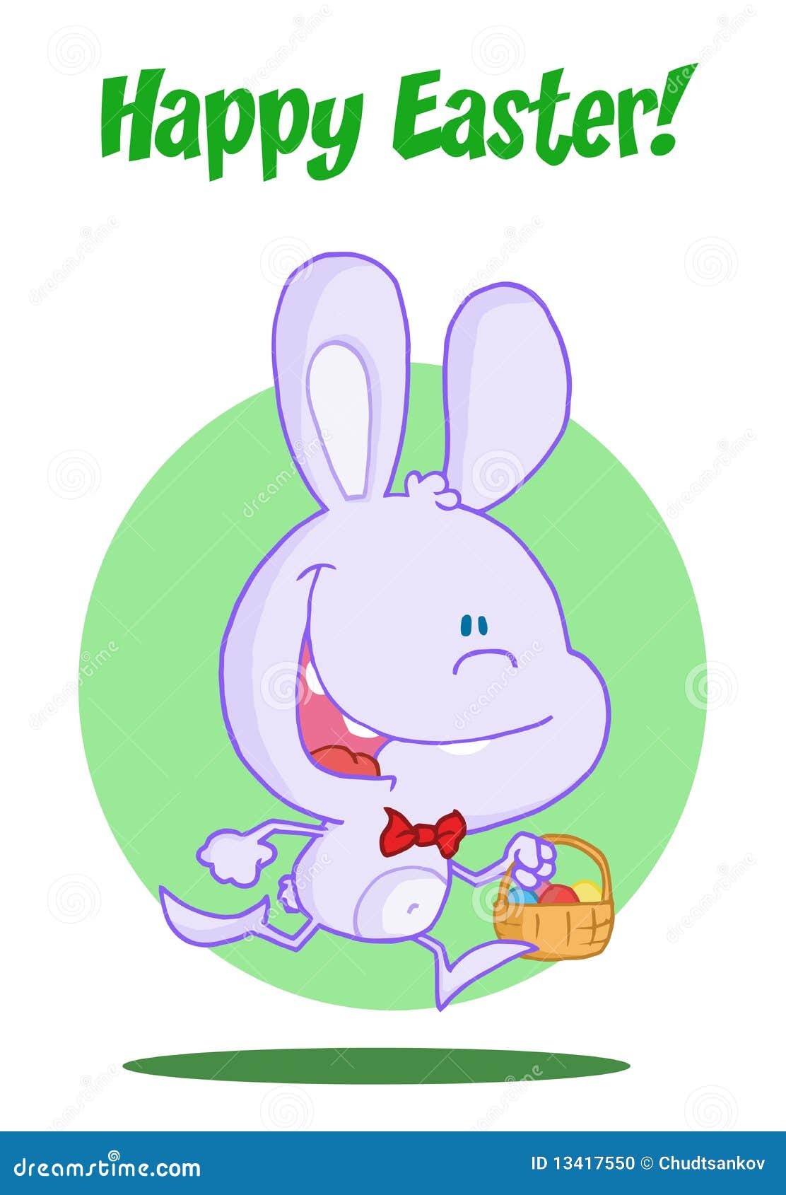 Purple Bunny Running with Easter Eggs in a Basket Stock Vector ...