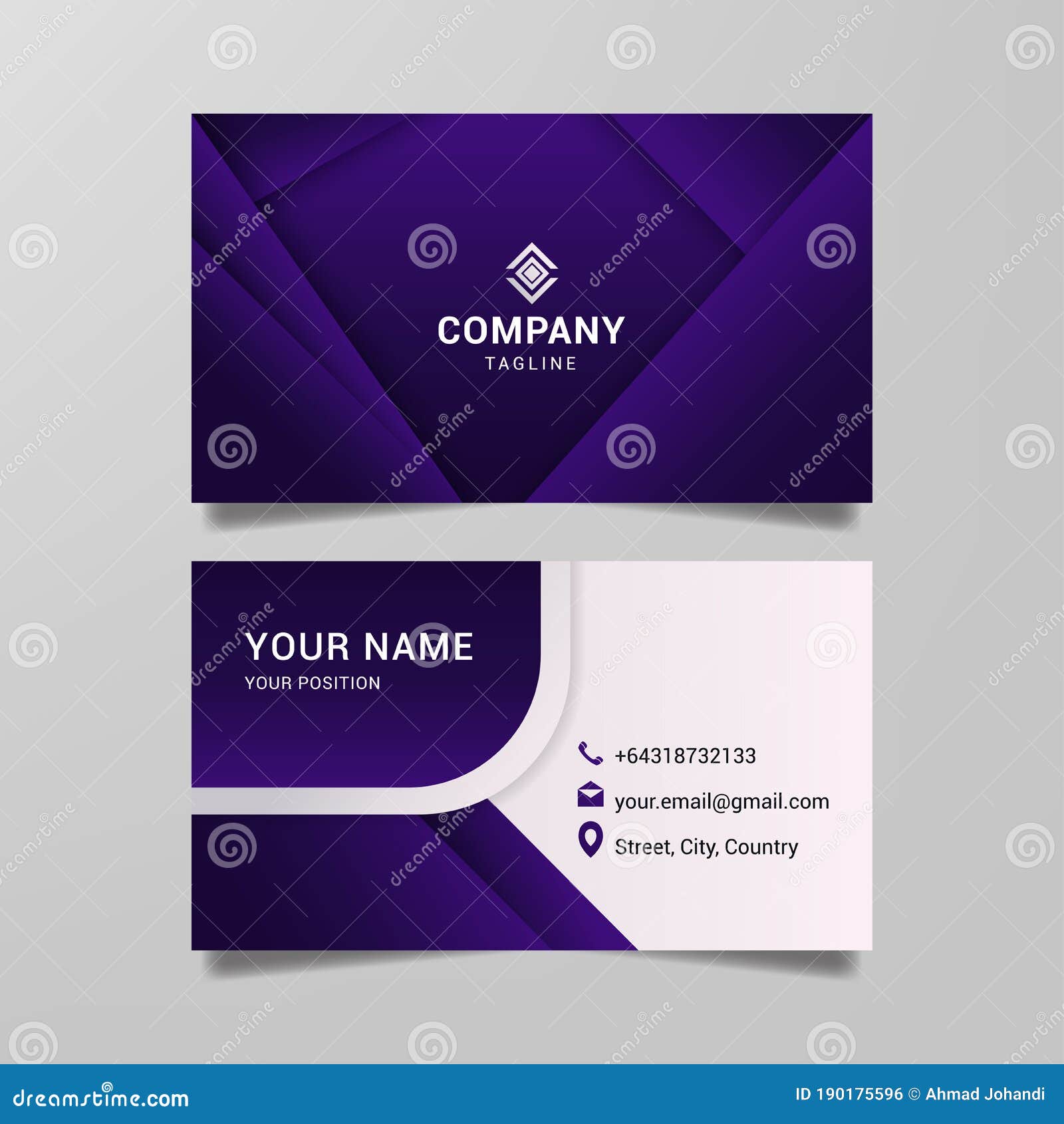 Purple Business Card Template Vector Image Stock Vector - Illustration ...
