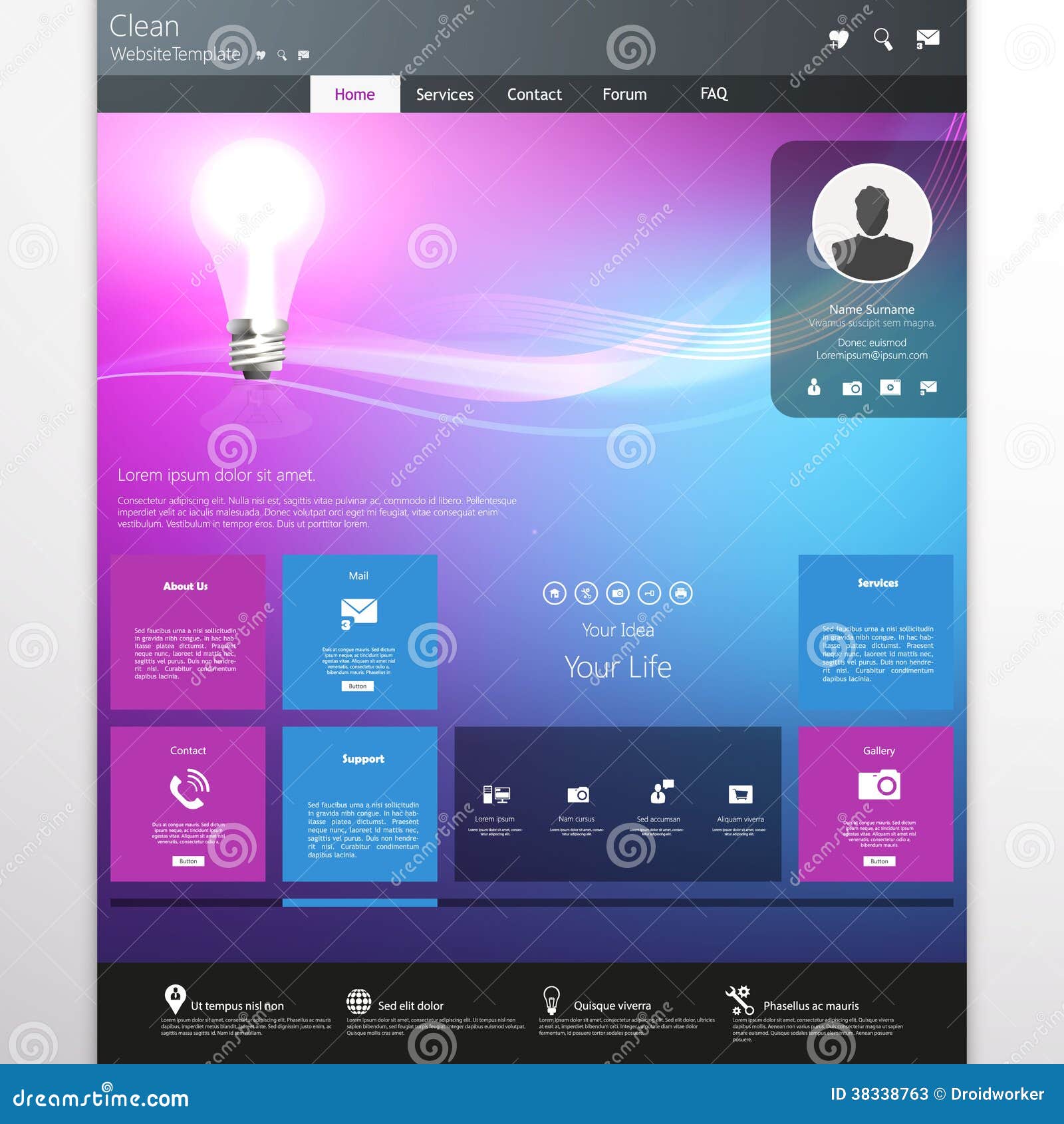 Purple Business Website Template Stock Vector - Illustration of ...