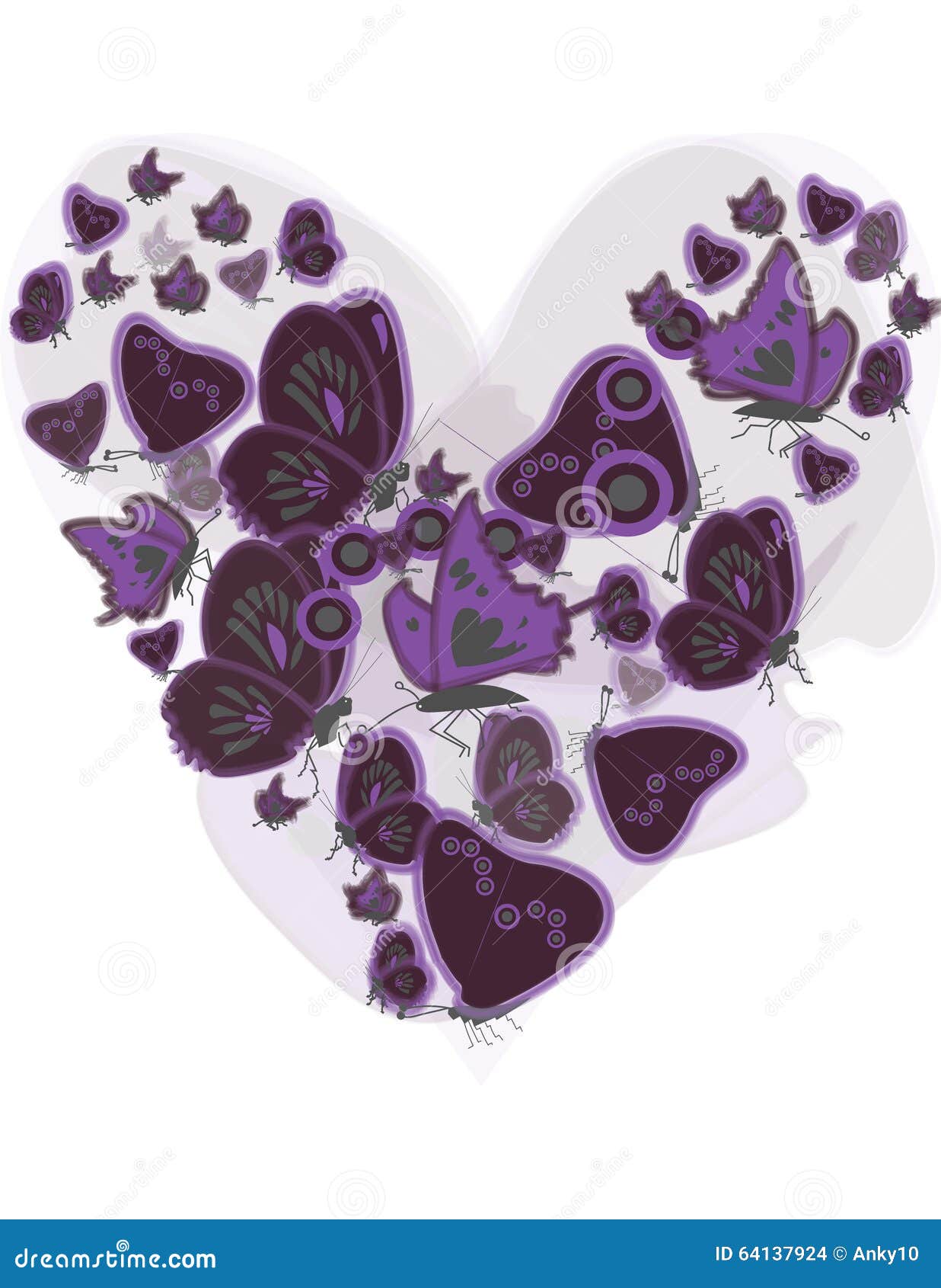 Heart of butterflies stock illustration. Illustration of affection ...