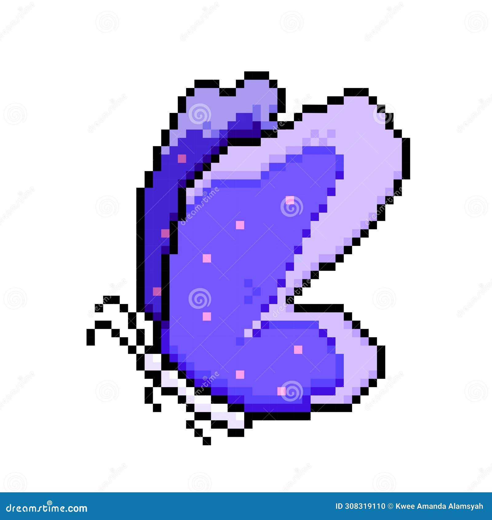 Purple Butterfly Pixel Art Vector Drawing Stock Vector - Illustration ...