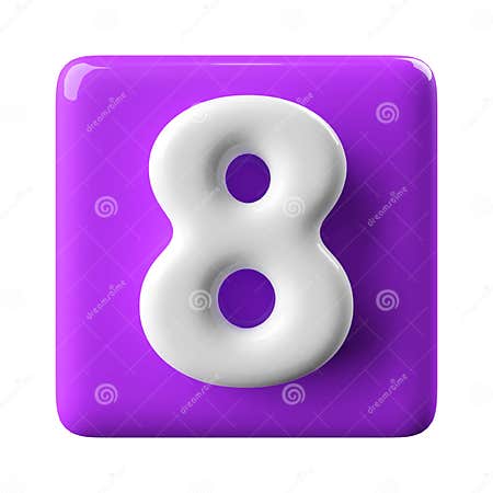 Purple Button 3D Number 8 stock illustration. Illustration of seven ...