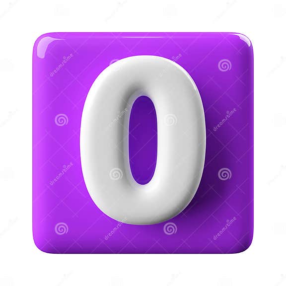 Purple Button 3D Number 0 stock illustration. Illustration of symbol ...