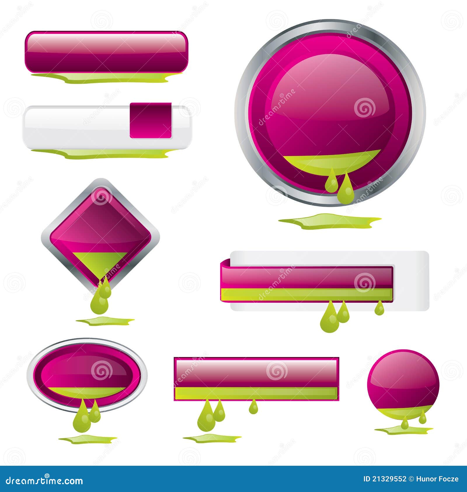 Purple Button Set with Ink Flowing Out Stock Vector - Illustration of ...