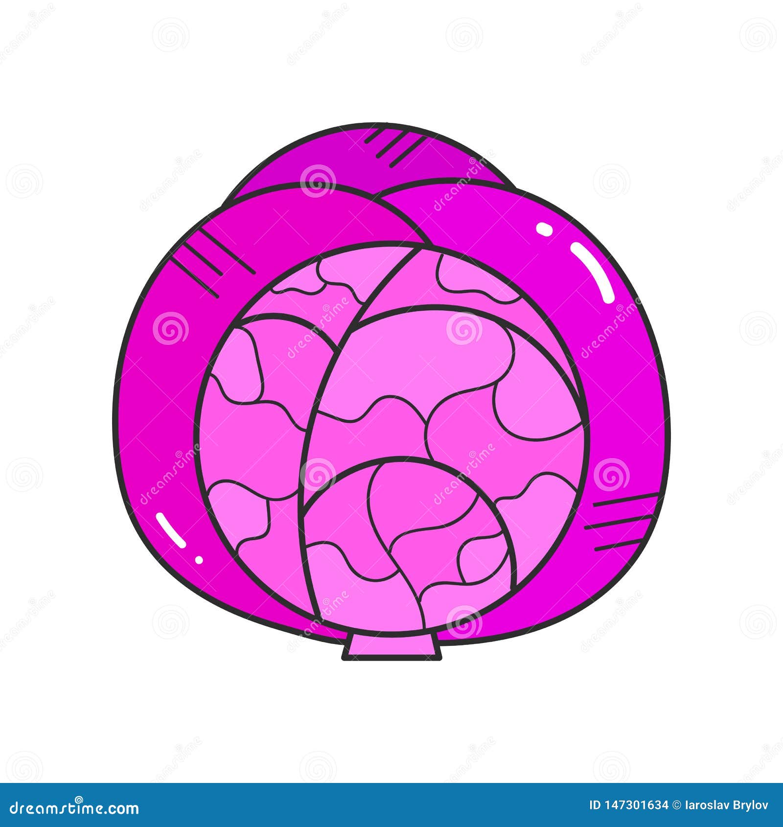 Purple Cabbage is a Healthy Vegetable Flat Trend Vector Illustration ...