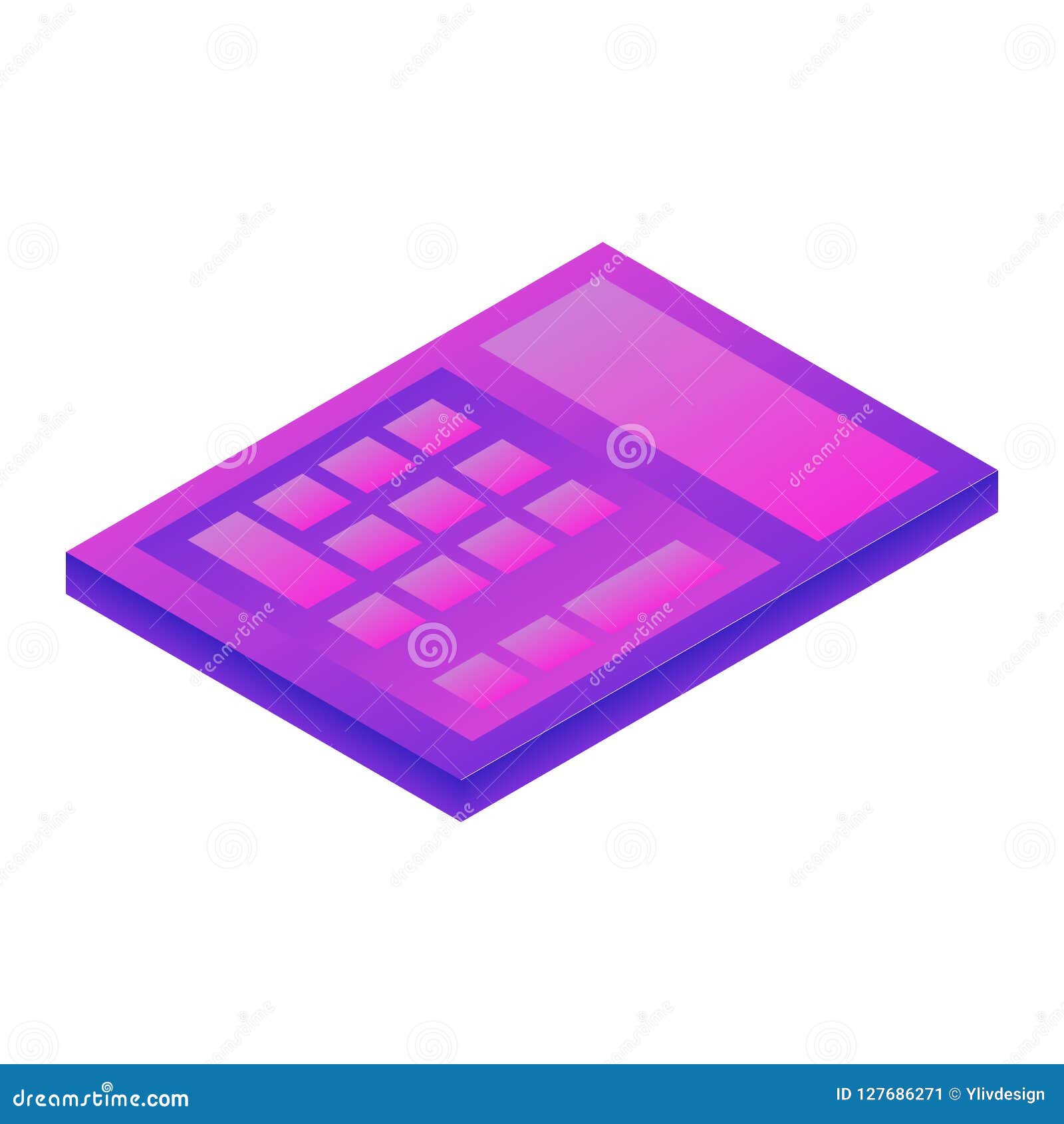 Purple Calculator Icon, Isometric Style Stock Vector - Illustration of ...