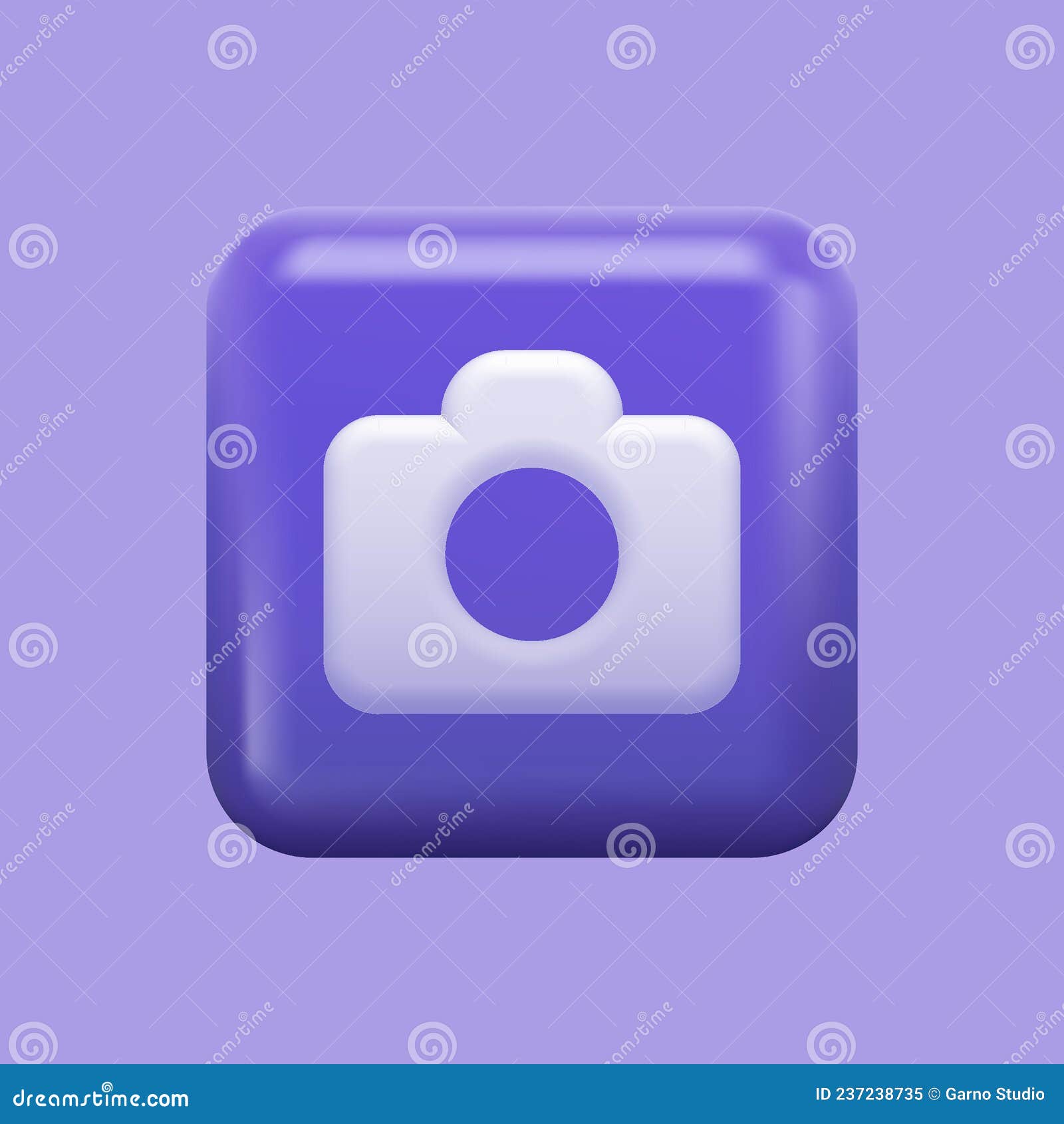 Purple Camera Icon. Isolated 3D App Button Stock Vector - Illustration ...