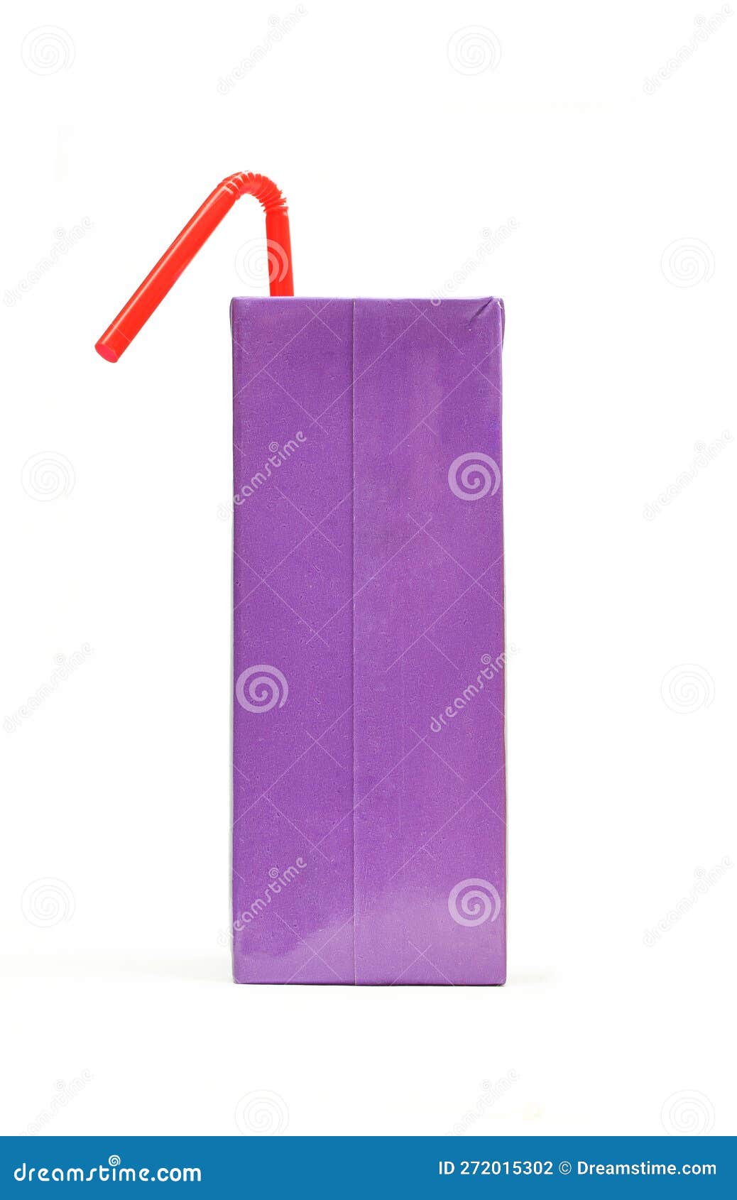 Purple Carton Box with Red Plastic Straw. Rectangular Paper Juice Pack ...