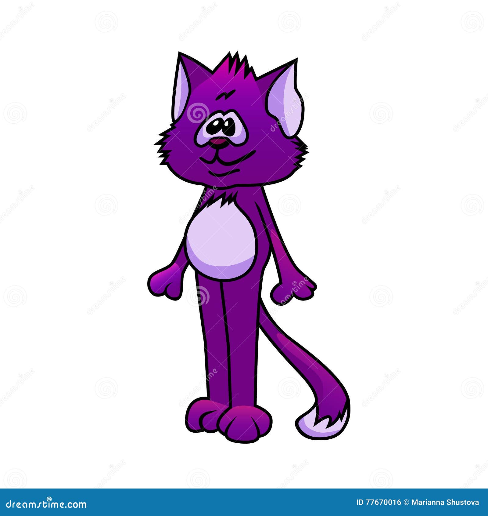 Purple cartoon cat stock vector. Illustration of design - 77670016