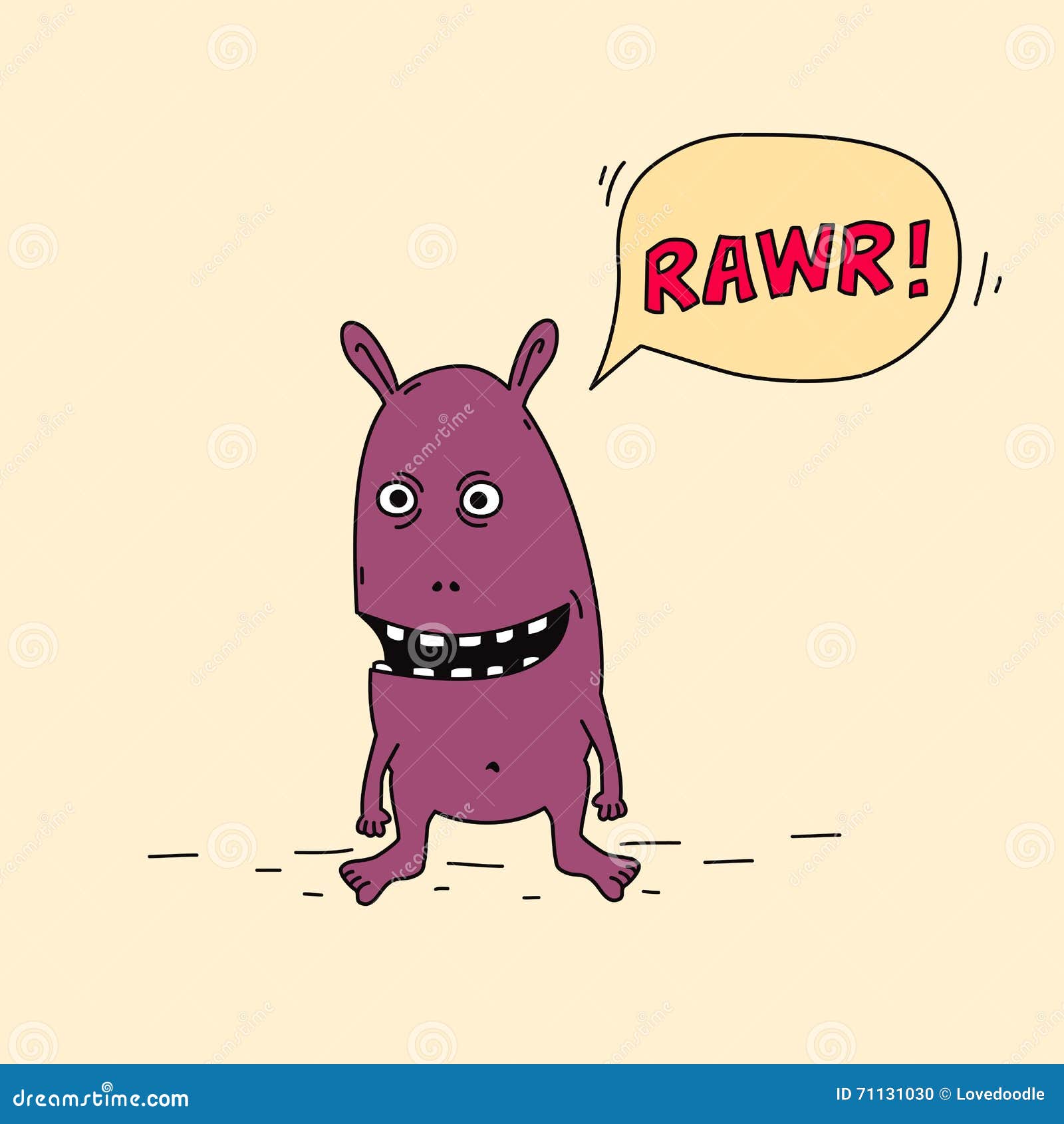 Purple Cartoon Monster is Angry. Stock Illustration - Illustration of ...
