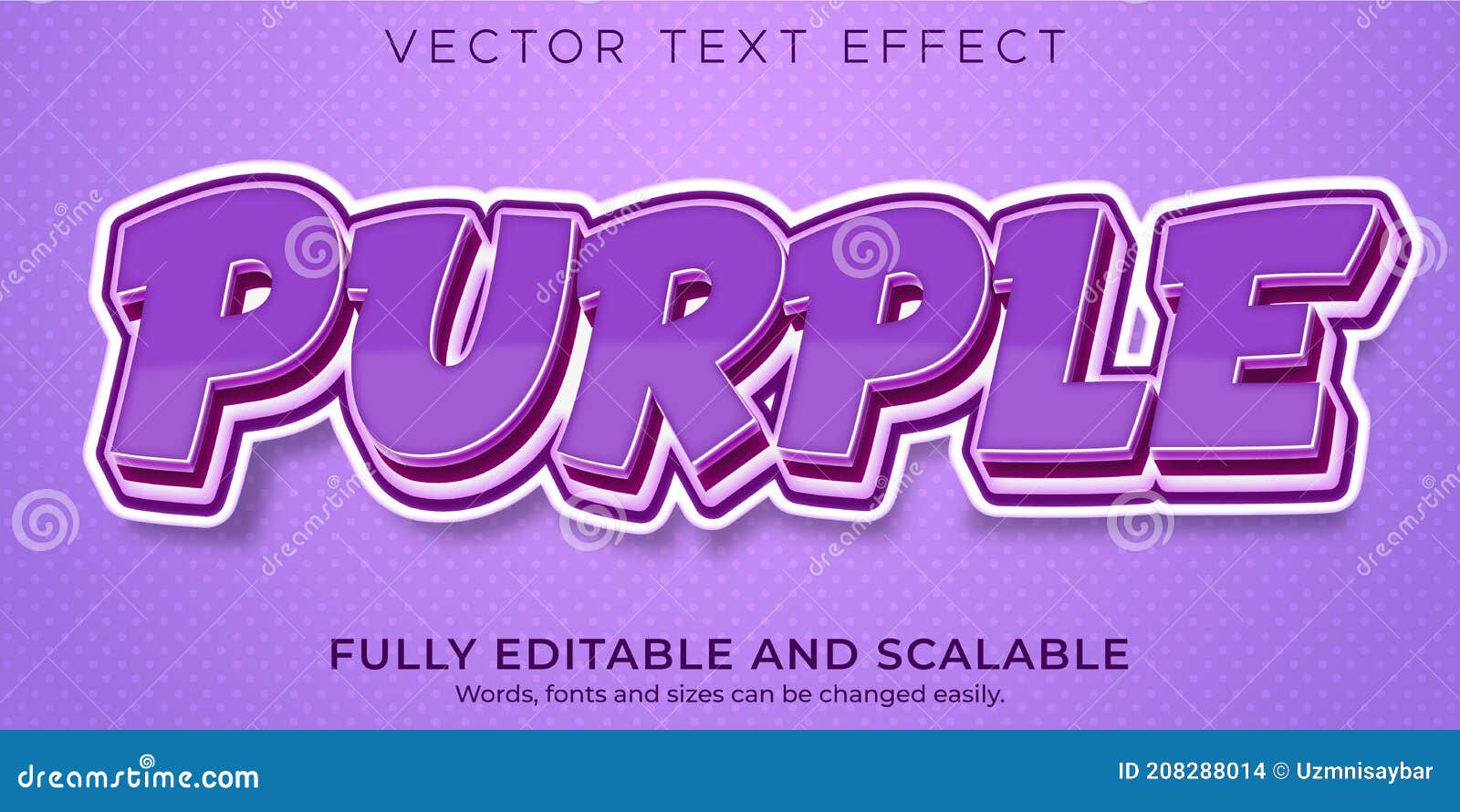 Purple Cartoon Text Effect Editable Comic and Fun Text Style Stock ...