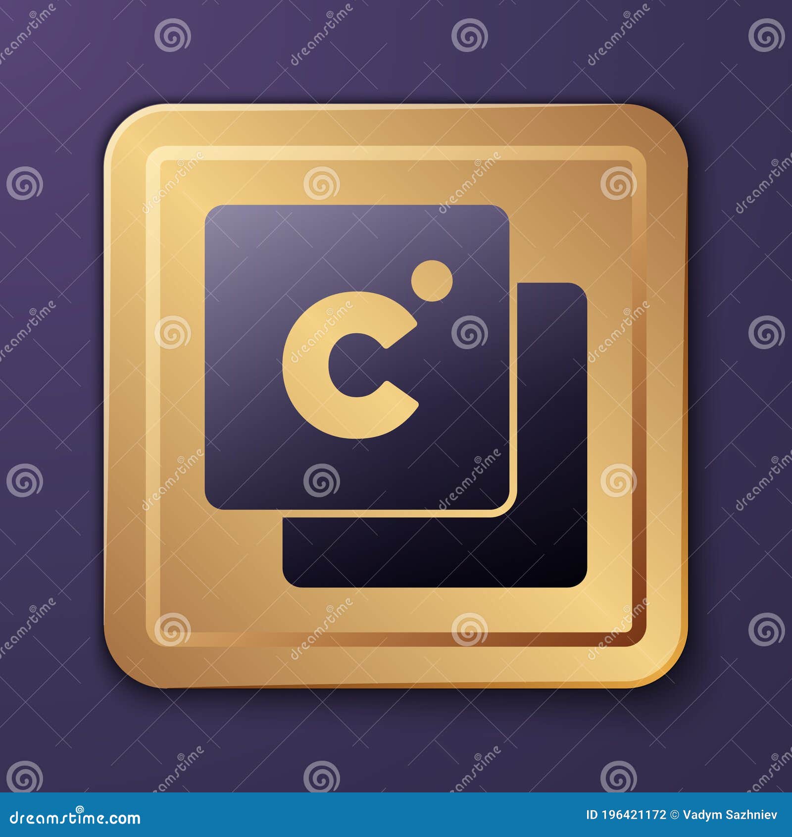 Purple Celsius Icon Isolated on Purple Background. Gold Square Button ...