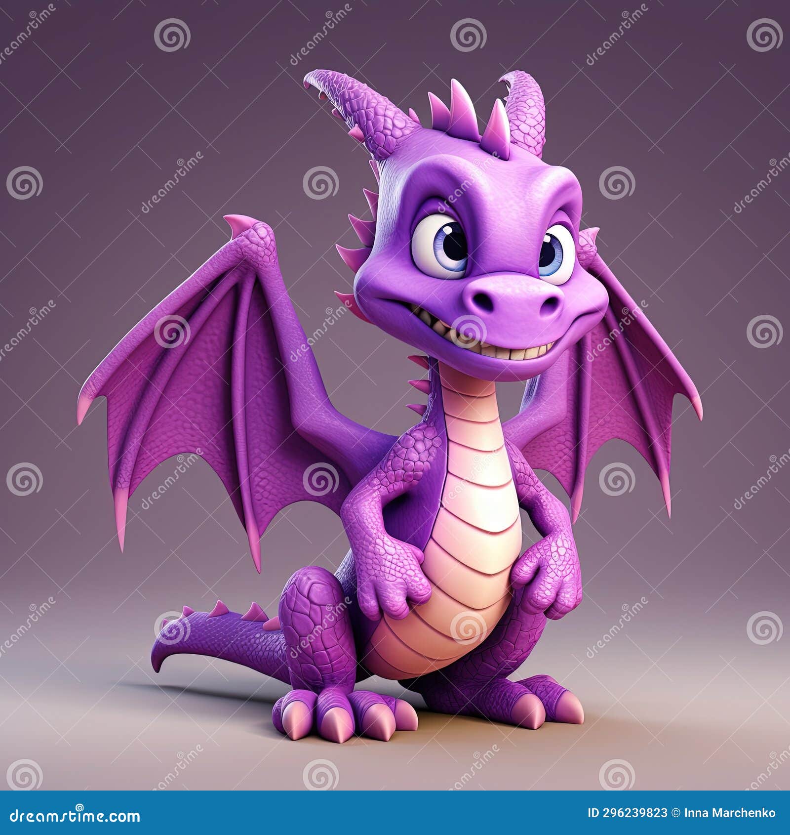 Purple Characters Cartoon Dragon 3d Image Stock Illustration ...