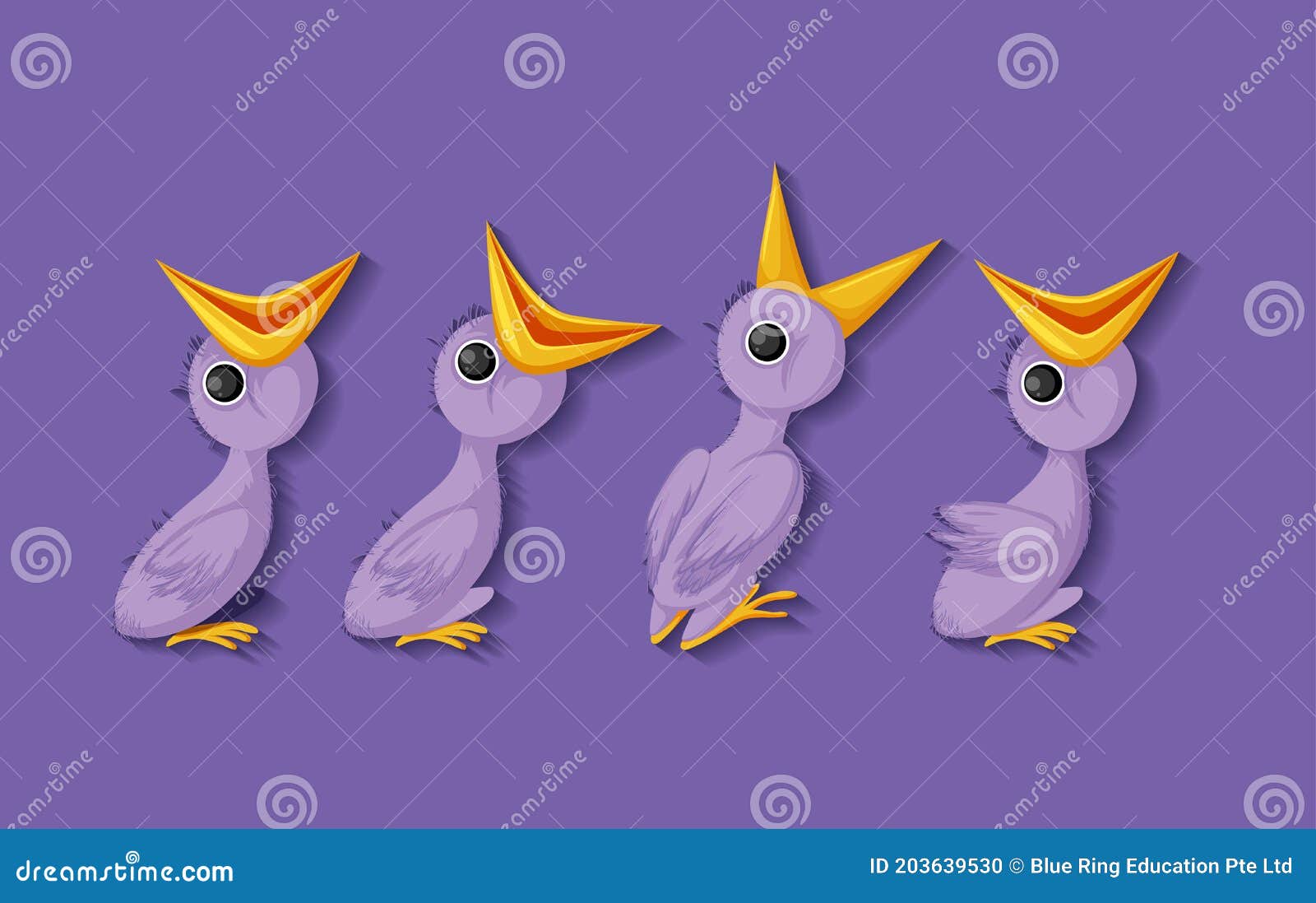 Purple Chick Cartoon Character Stock Vector - Illustration of creature ...