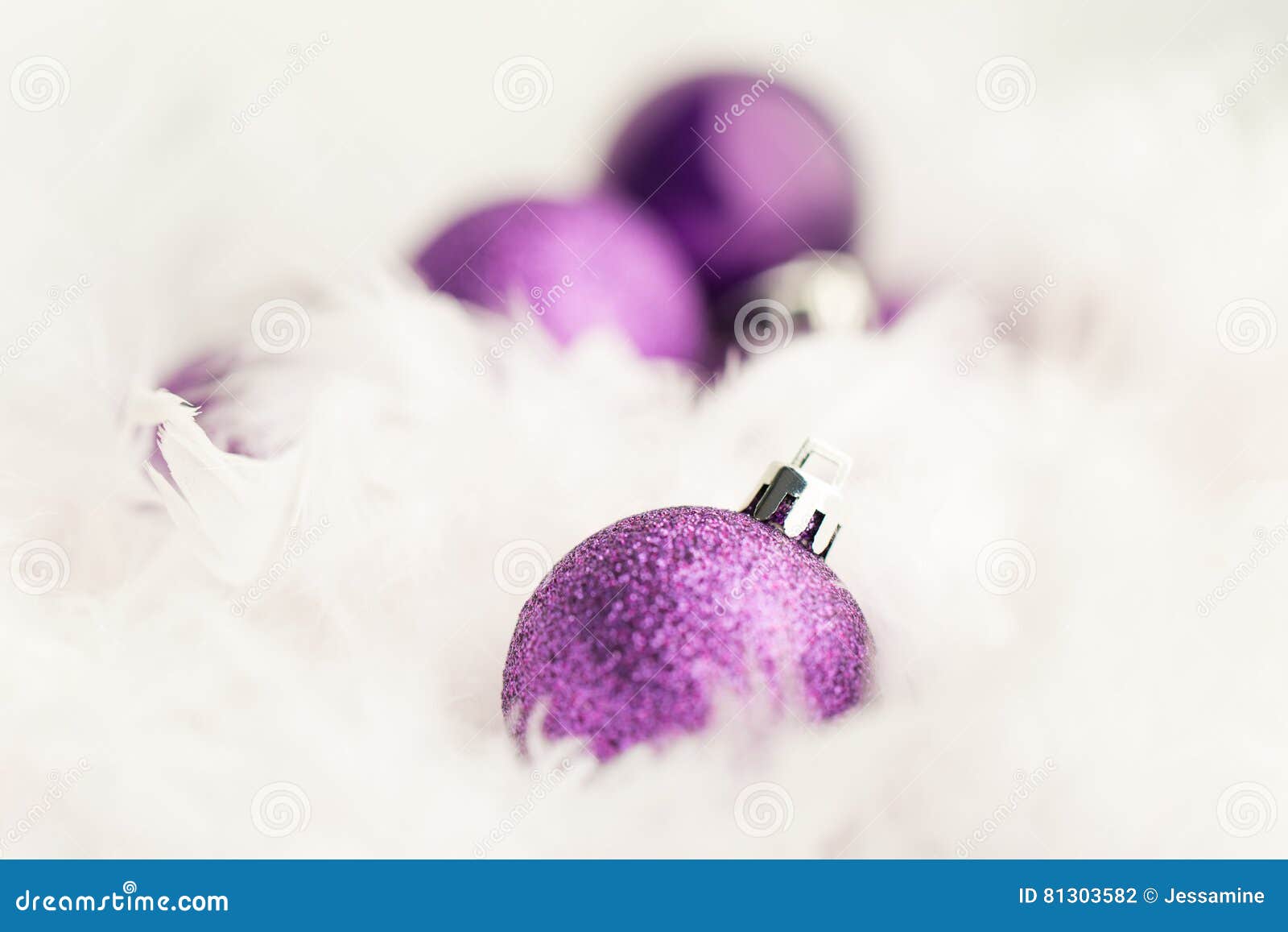 Purple Christmas Baubles stock photo. Image of feather - 81303582