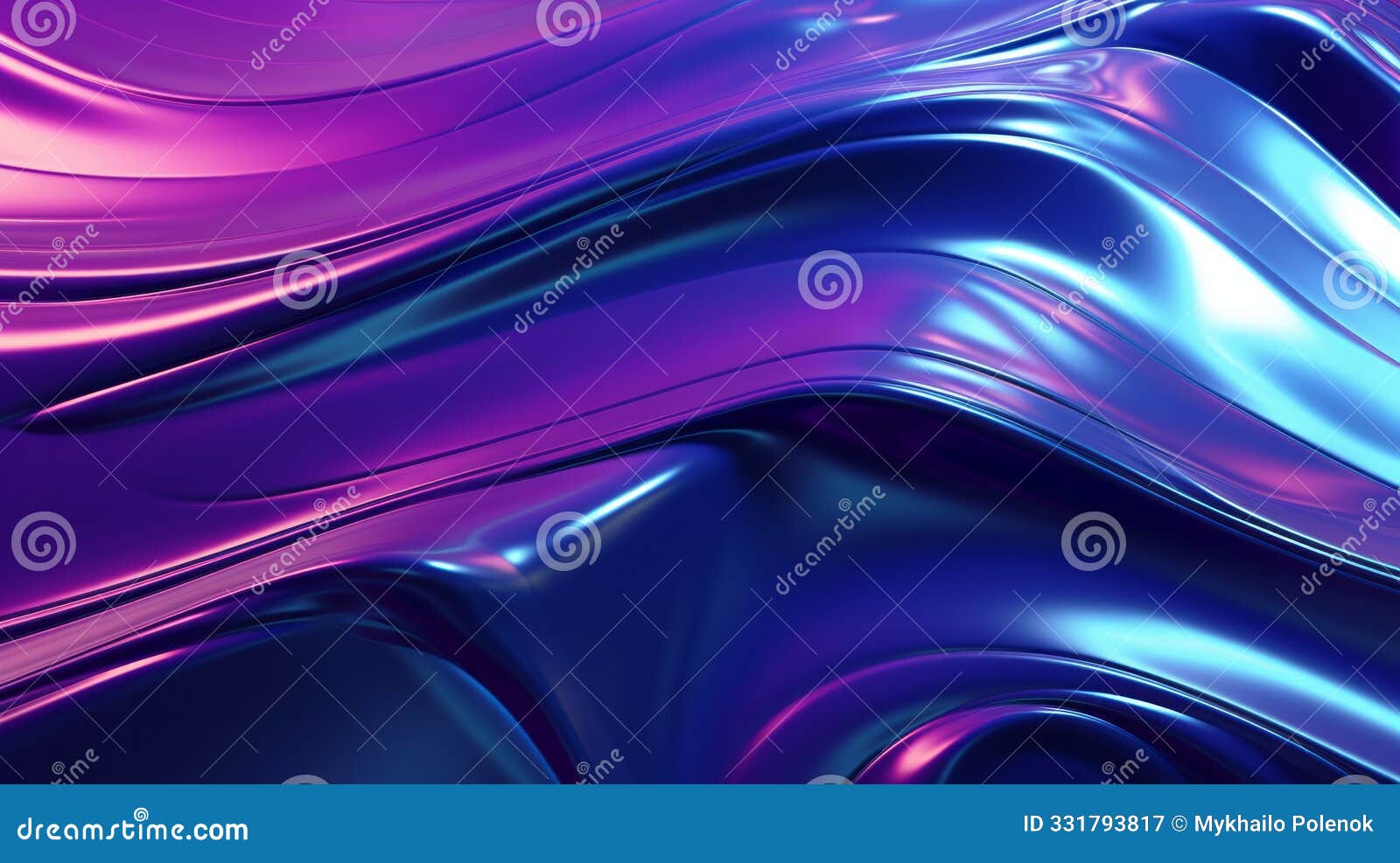 Purple Chrome Plastic Abstract Waving Background Surface. Neural ...