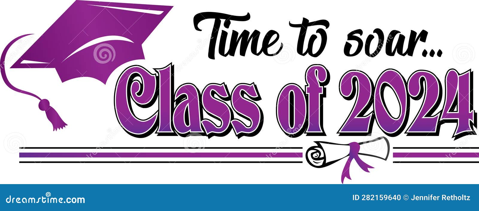 Purple Class of 2024 Time To Soar Banner Stock Illustration ...