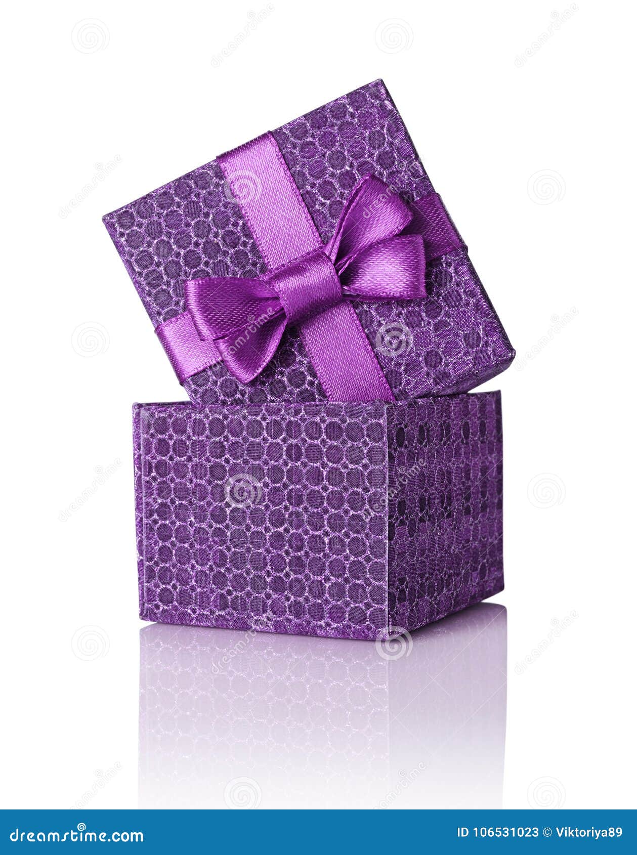 Purple Classic Shiny Gift Box with Satin Bow Stock Image - Image of ...
