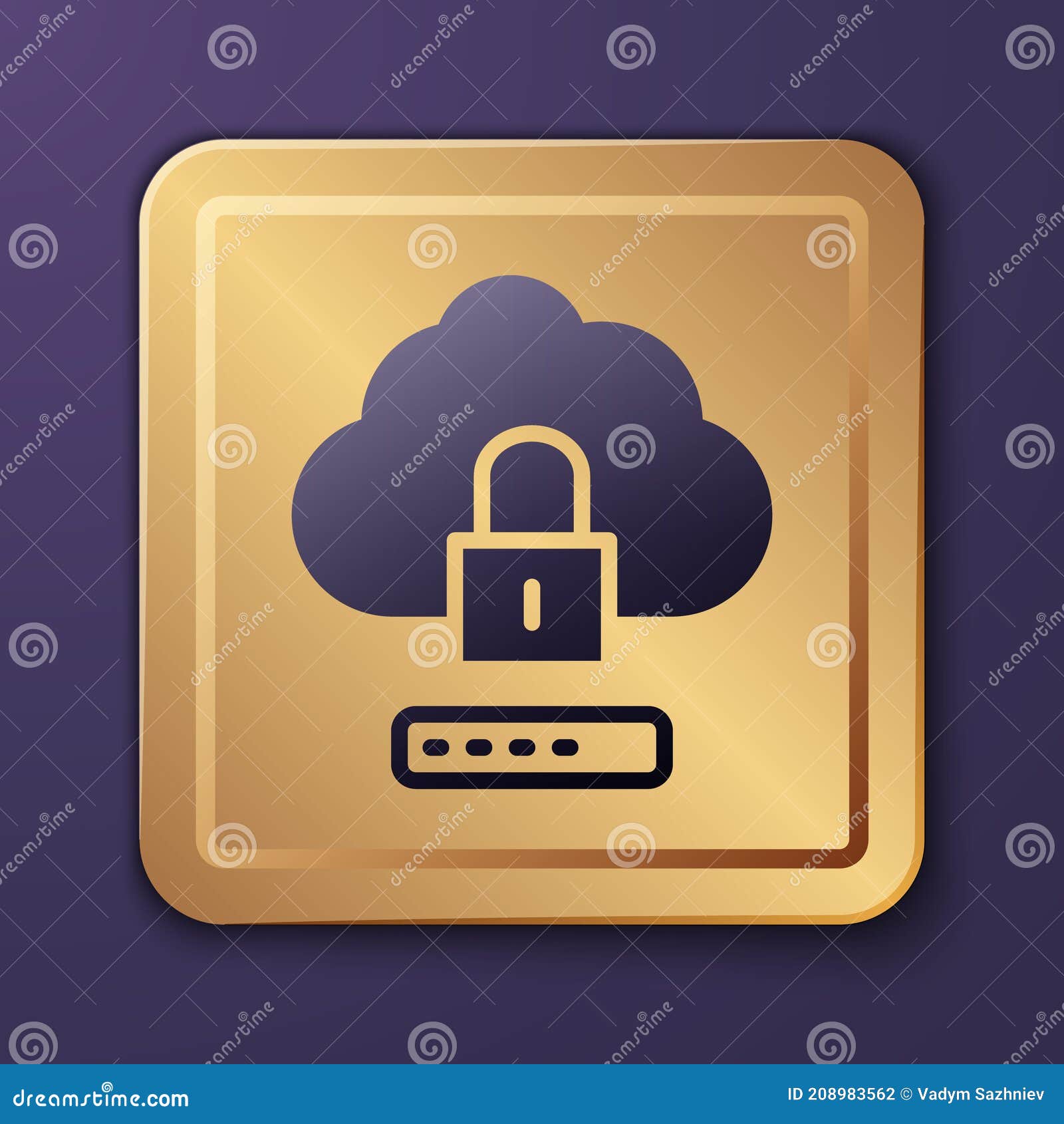 Purple Cloud Computing Lock Icon Isolated on Purple Background ...