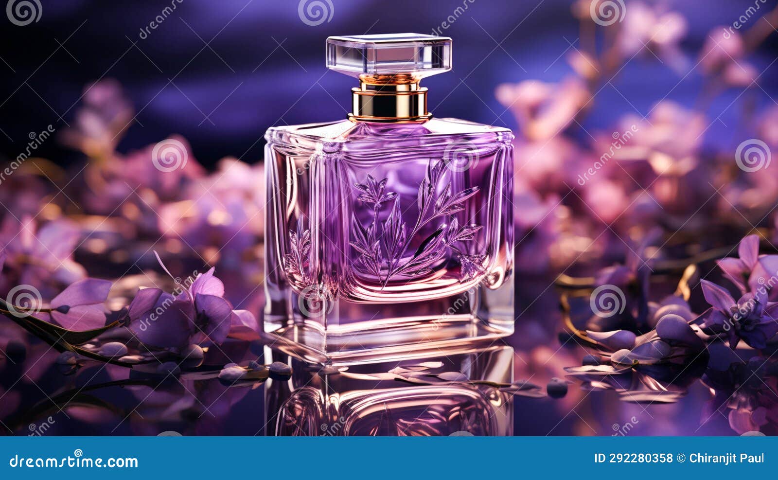 A Purple Color Bottle of Perfume on Purple Background Stock Photo ...