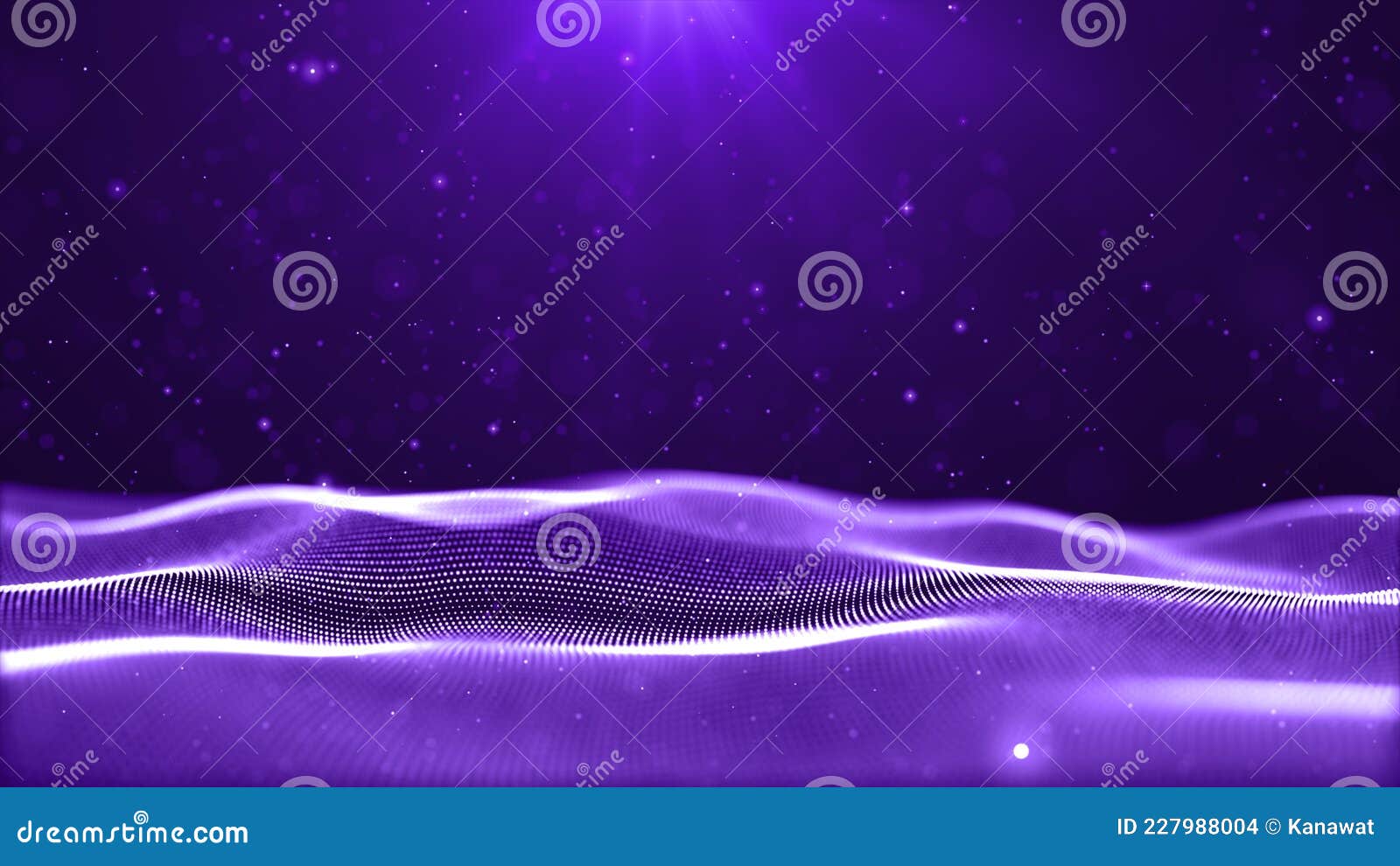 Purple Color Digital Particles Wave Flow and Light Flare, Abstract ...