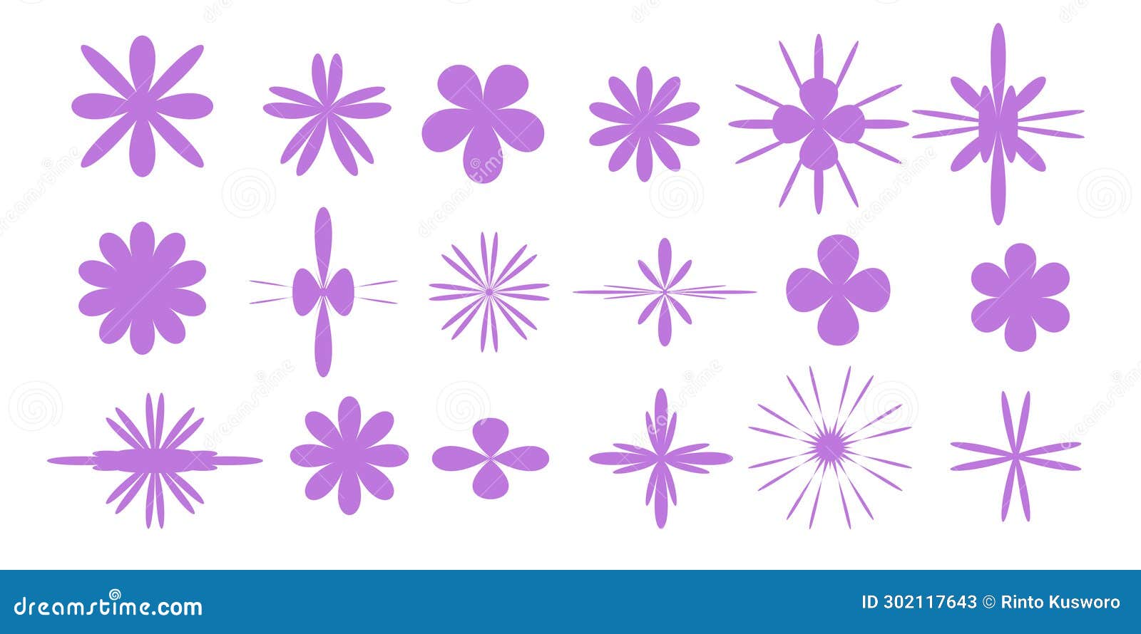 Purple Color Flower Shape Icon Collection. Stock Illustration ...