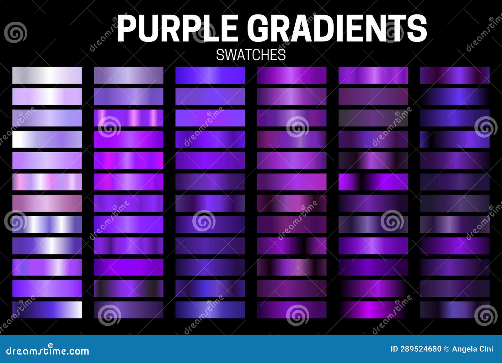 Purple Color Gradient Collection of Swatches Stock Vector ...
