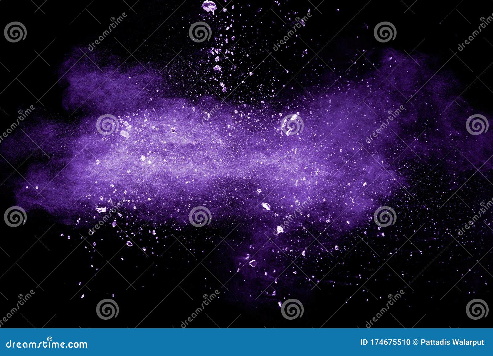 Purple Color Powder Explosion Cloud on Black Background.Purple Dust ...