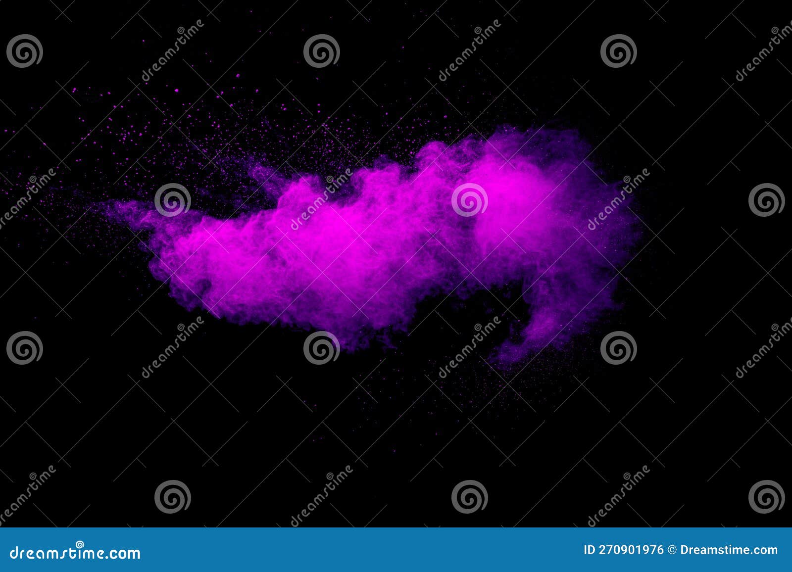 Purple Color Powder Explosion Cloud on Black Background.Purple Dust ...
