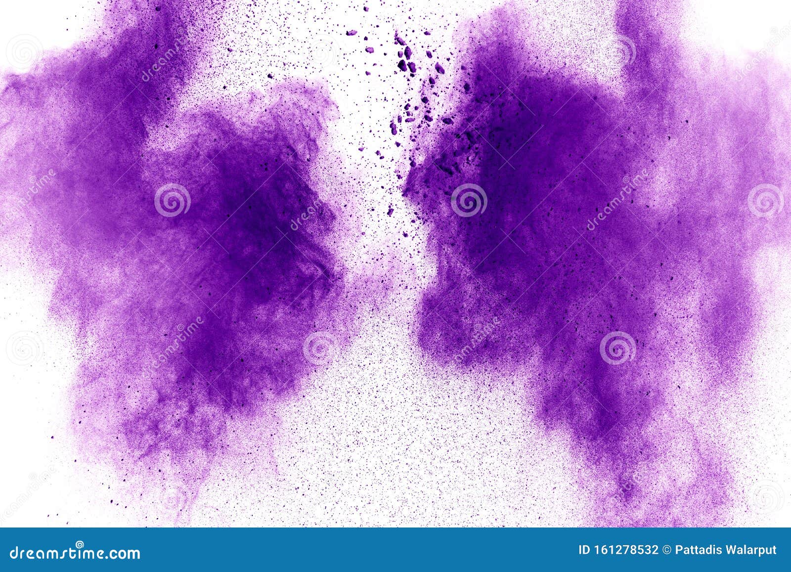 Purple Color Powder Explosion Cloud on White Background.Closeup of ...