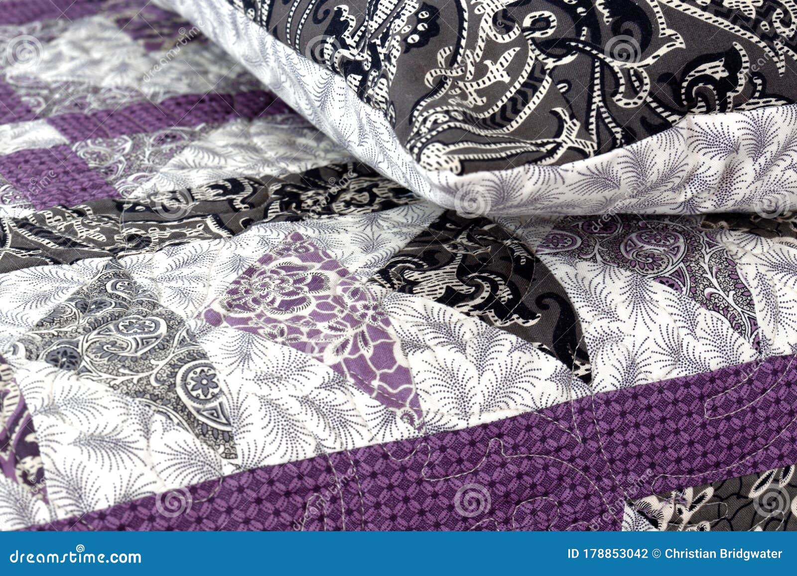 Purple Coloured Handmade Patchwork Bed Quilt and Pillow with Various ...