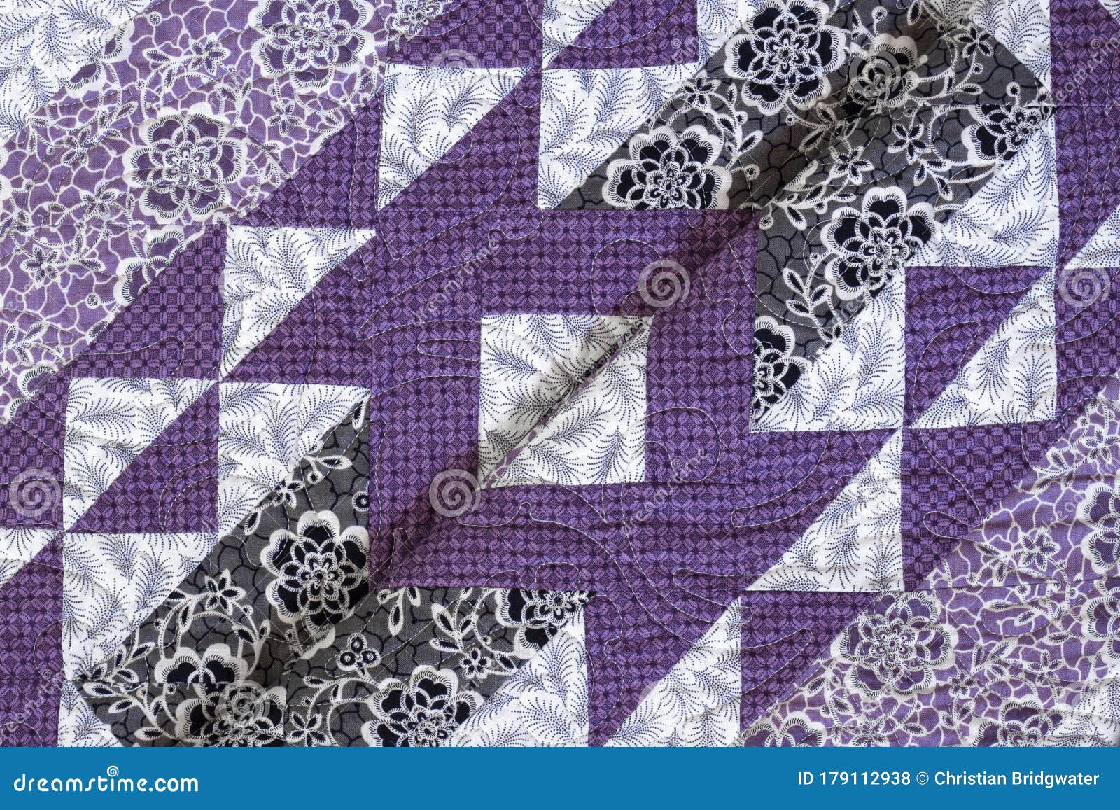 Purple Coloured Handmade Patchwork Bed Quilt with Various Fabric ...