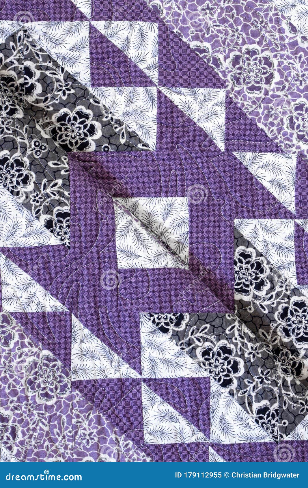 Purple Coloured Handmade Patchwork Bed Quilt with Various Fabric ...