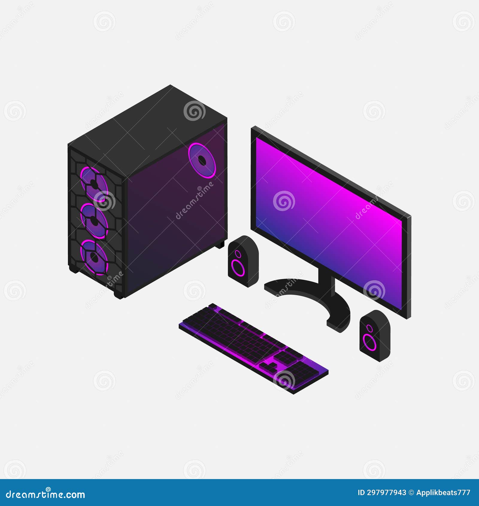 Purple computer gaming set stock vector. Illustration of technology ...