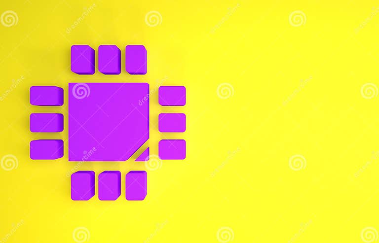 Purple Computer Processor with Microcircuits CPU Icon Isolated on ...