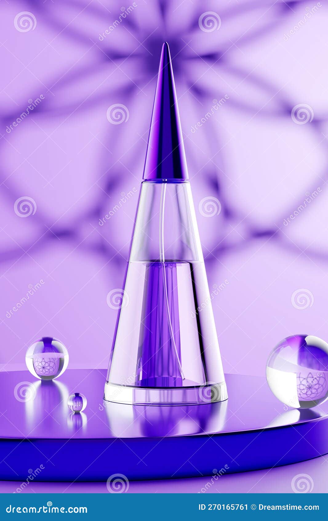 Purple Conical Glass Perfume Bottle - 3D Illustration Render Stock ...