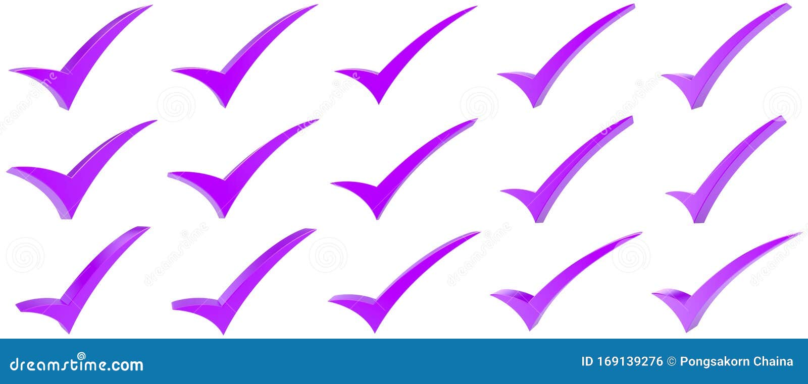 Purple Correct Mark Symbol Collection on White Background Stock ...