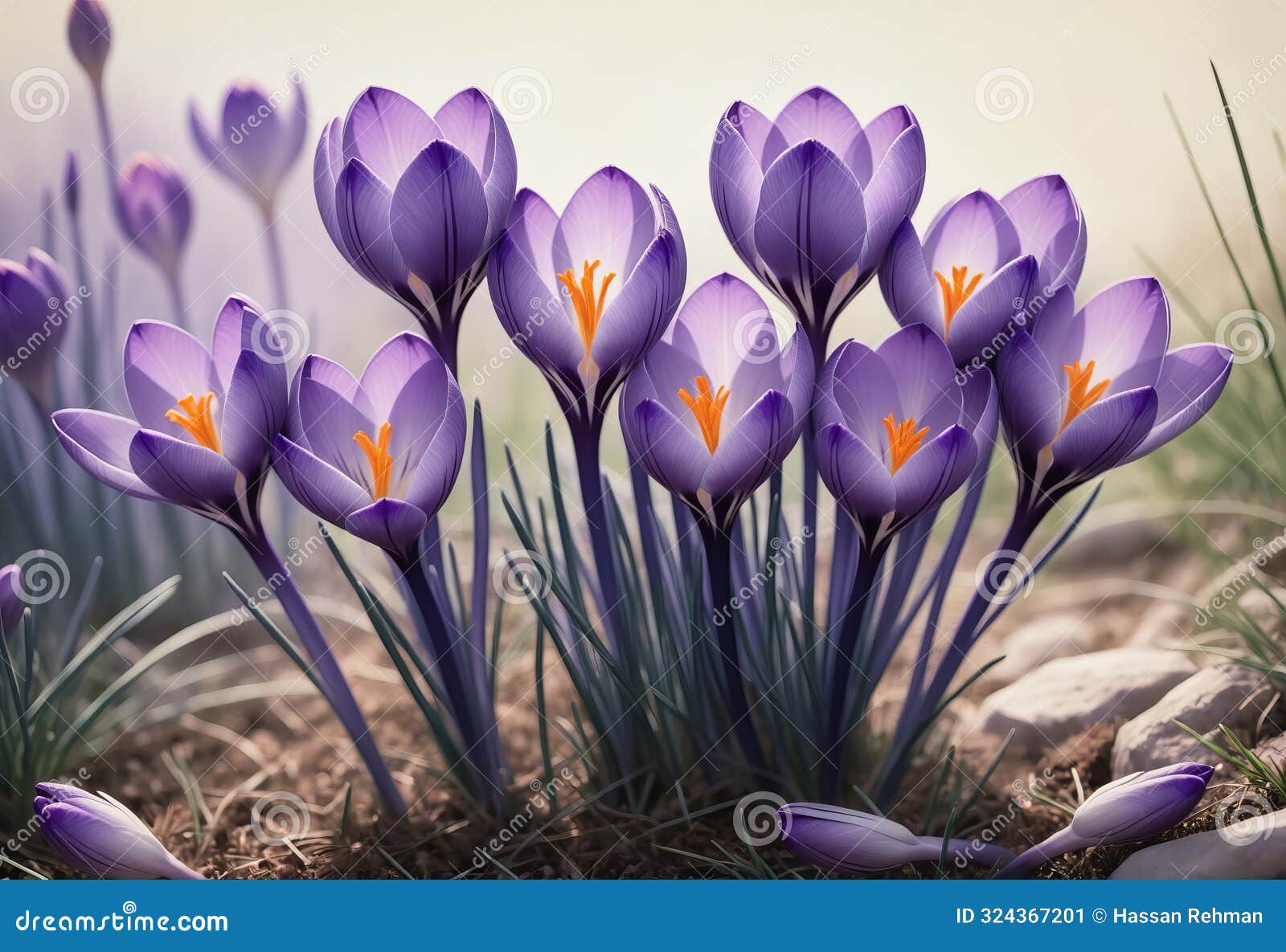 Purple Crocus Spring Flower Poster Illustration Stock Illustration ...