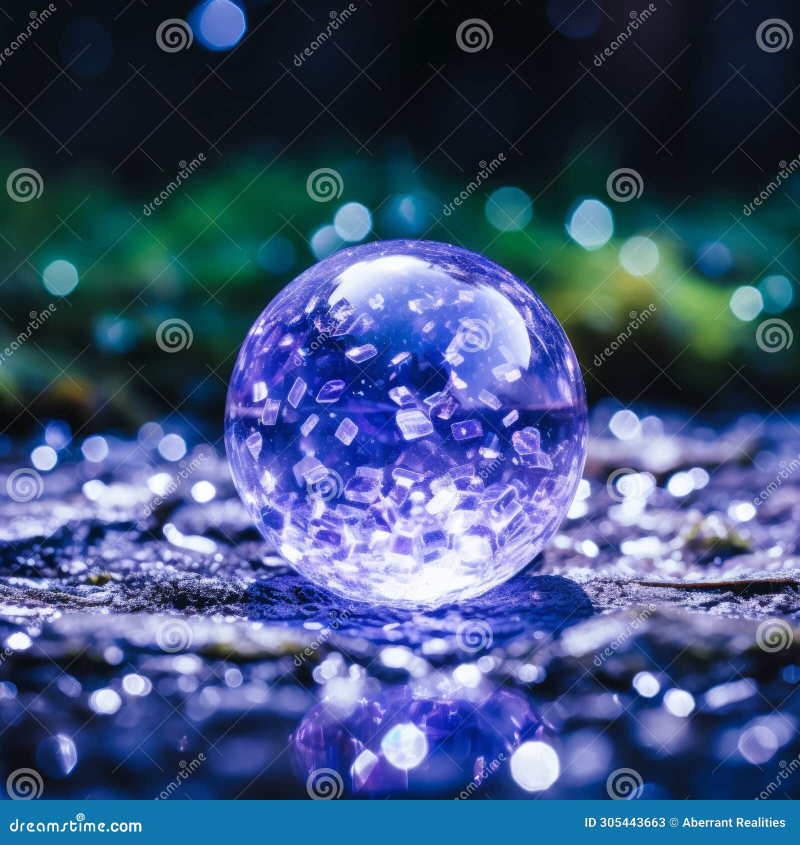 A Purple Crystal Ball Sitting on the Ground Stock Illustration ...