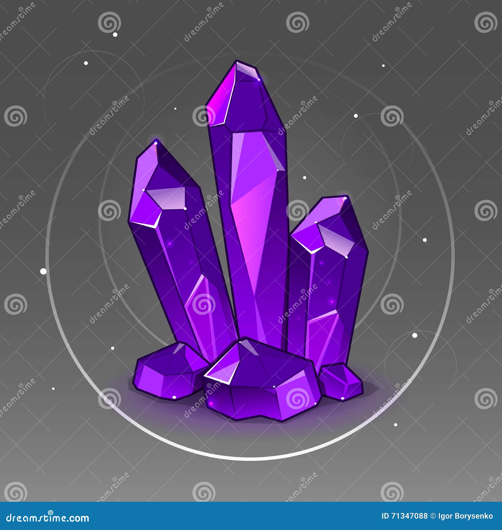 Purple crystal set stock vector. Illustration of geology - 71347088