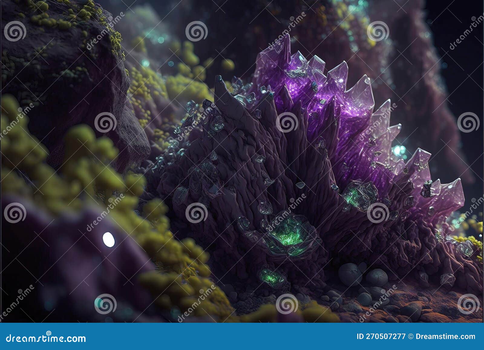 Purple Cave With Gems Watercolor Background Royalty-Free Stock Photo ...