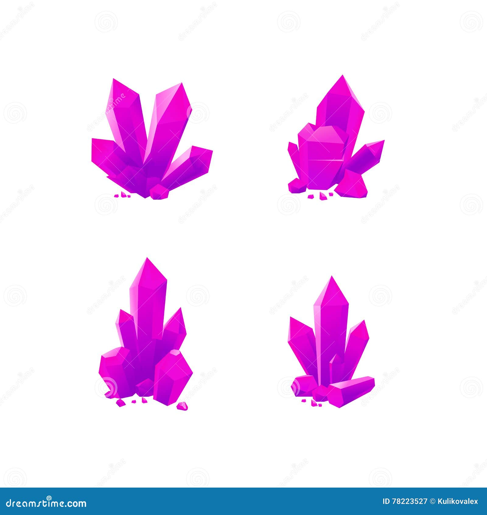 Purple Crystals Set - Watercolor Illustration Isolated On White ...