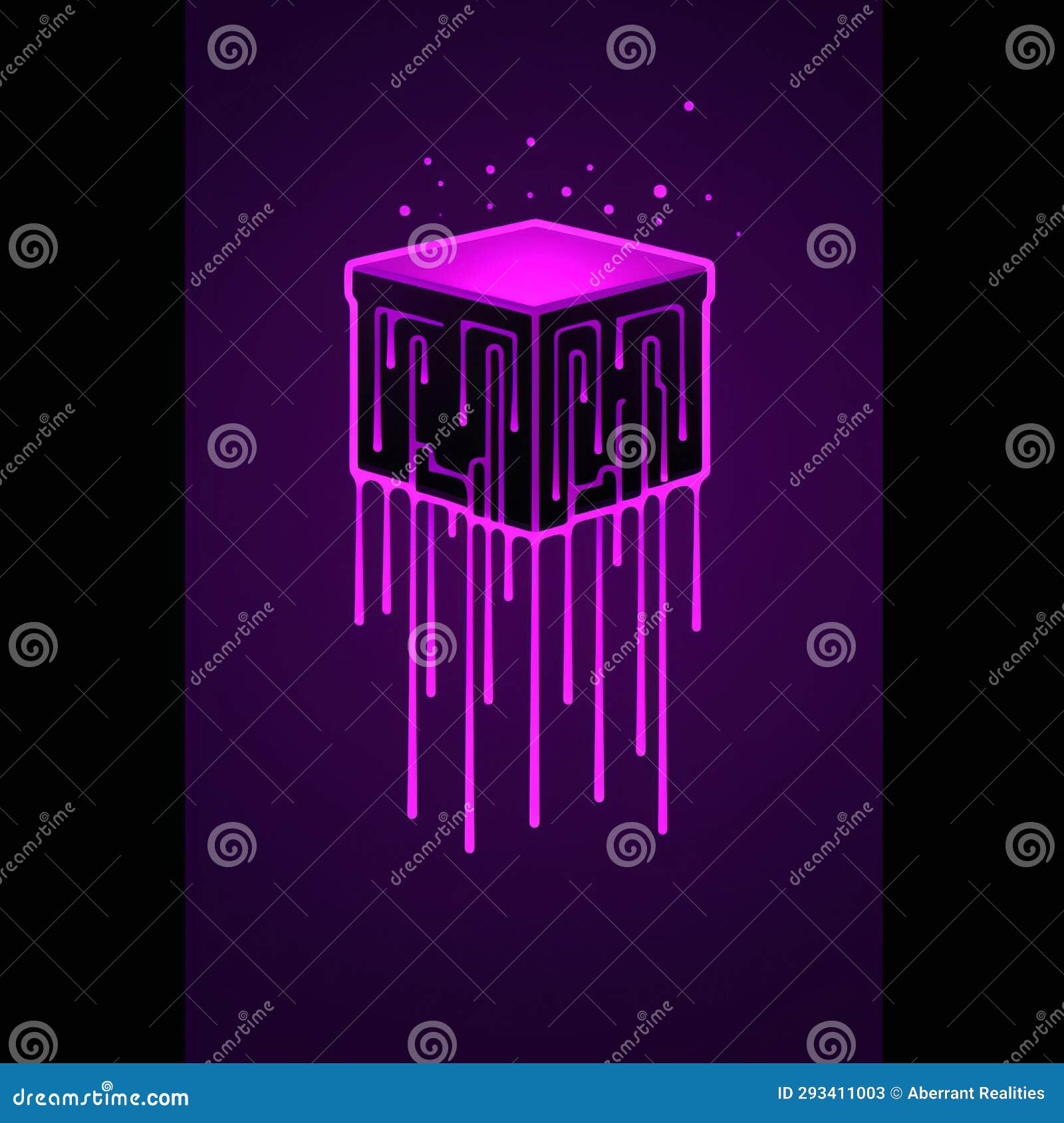 A Purple Cube with Dripping Liquid on it Stock Illustration ...