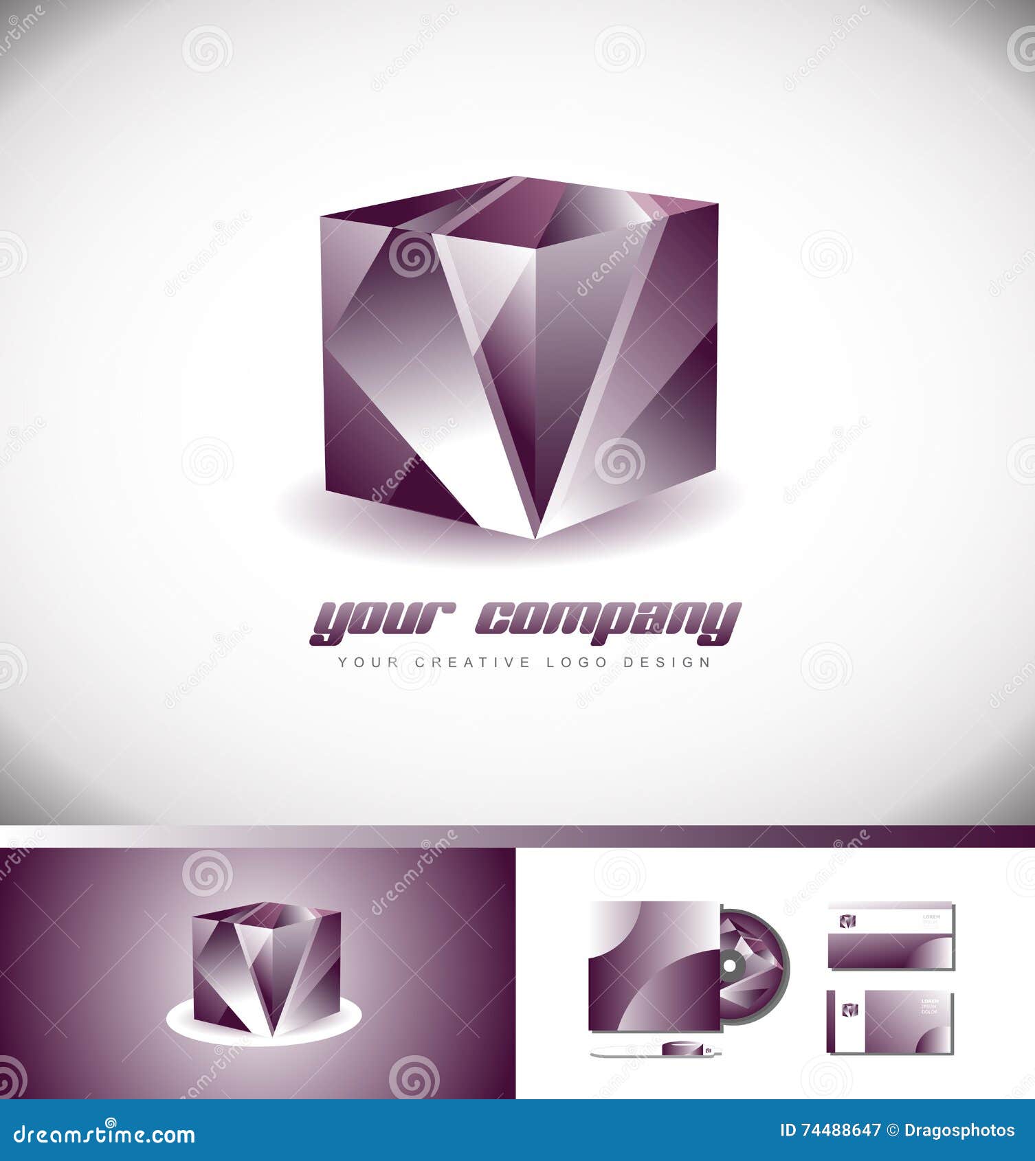 Purple 3d Cube Logo Icon Design Vector Stock Vector - Illustration of ...