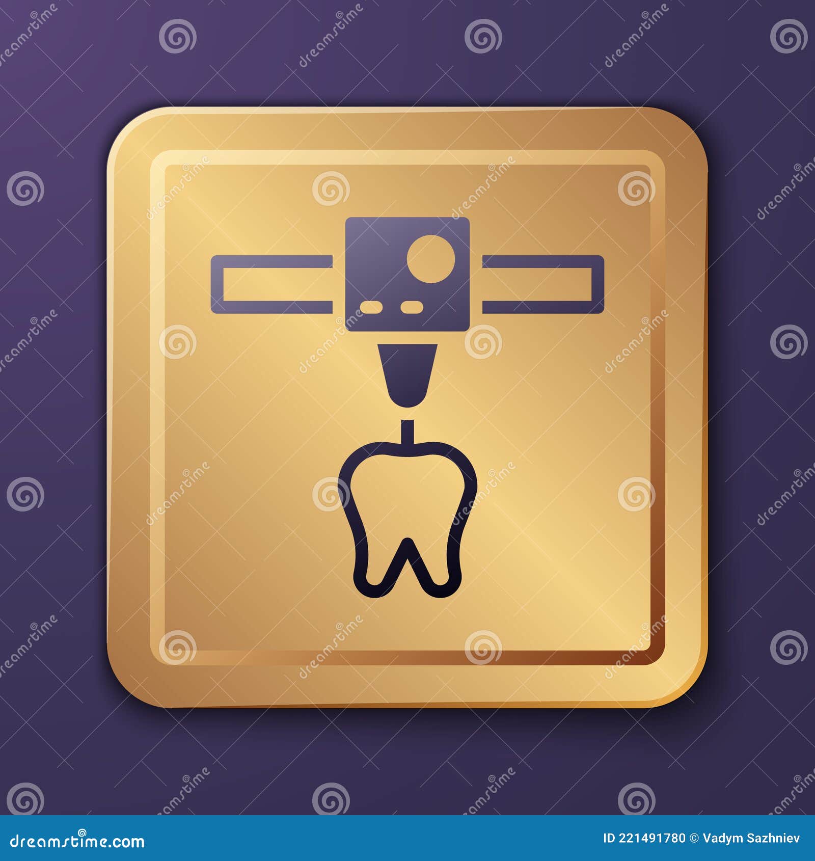 Purple 3D Printer Tooth Icon Isolated on Purple Background. 3d Printing ...